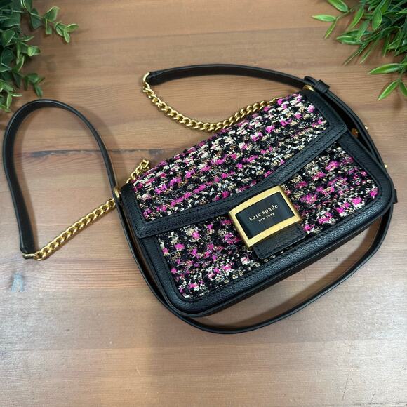 kate spade | Bags | Kate Spade Katy Tweed Flap Chain Crossbody Bag ...